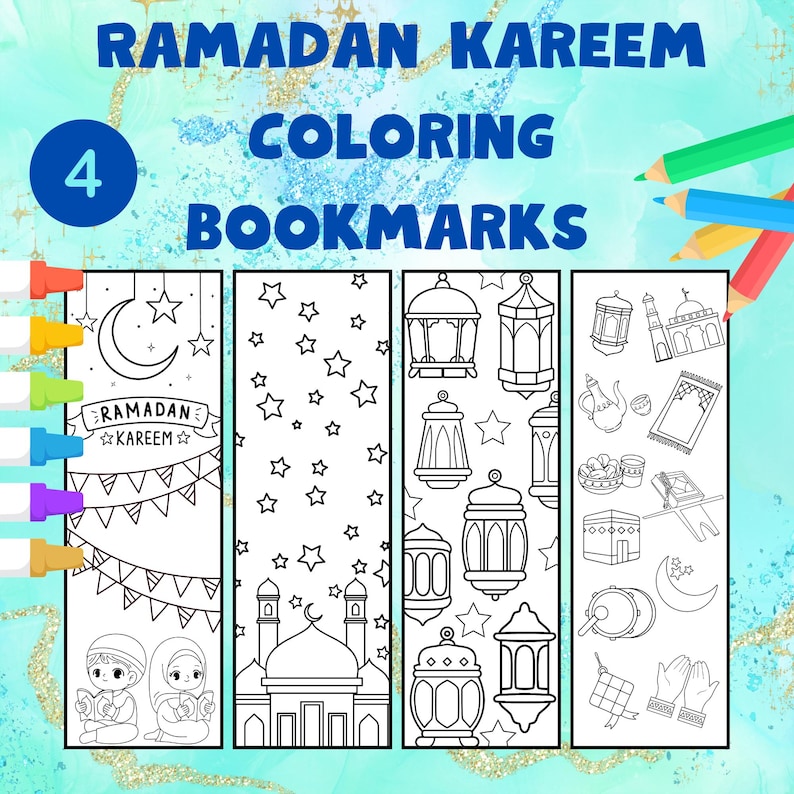 Ramadan Kareem Coloring Bookmarks – Printable Islamic Bookmarks for ...