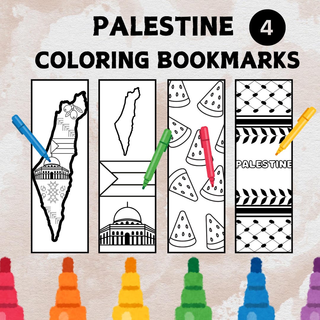 Palestine Coloring Bookmarks, Palestine Activity for Kids & Adults ...