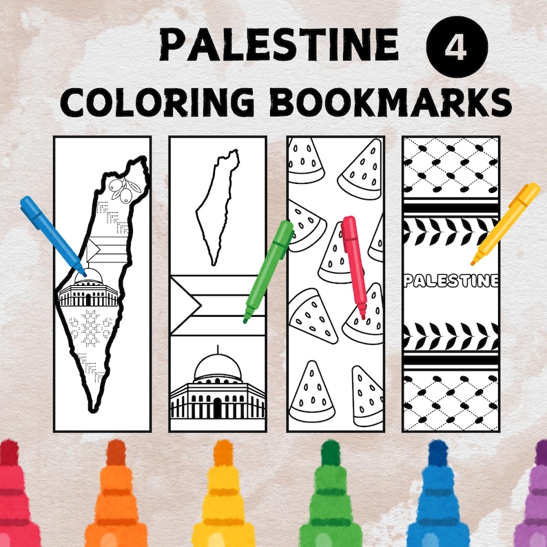 Palestine Coloring Bookmarks, Palestine Activity for Kids & Adults ...