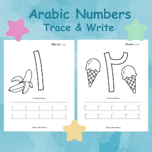 Arabic Number Worksheets, Easy and Bold for Coloring, Trace and Write ...
