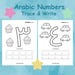 Arabic Number Worksheets, Easy and Bold for Coloring, Trace and Write ...