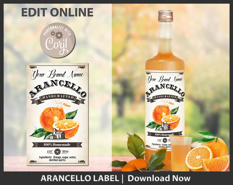 Arancello Label Printable Editable Label Spirit Bottle | Etsy