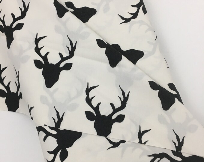 Buck Forest Night Texas Fabric, Deer Fabric, Black and White Deer ...