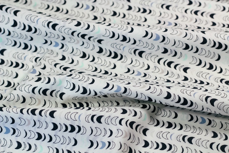 Lunar Stamps Moon fabric Fabric by the yard crescent moon | Etsy