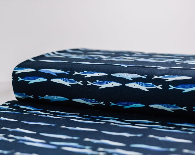 Oceania Nightlight Fabric, Fabric by the Yard, Whales Sharks Hawaii ...