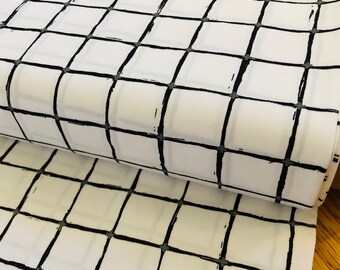 Black and White Minimalist Grid Fabric Grid by Weegallery - Etsy