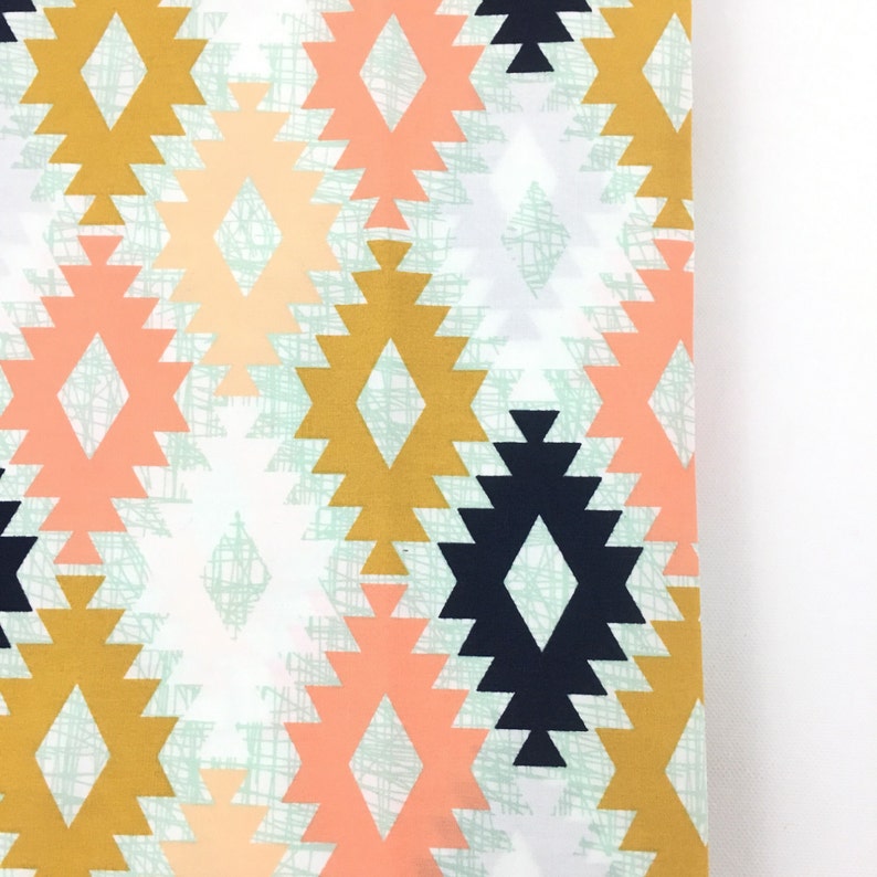 Agave Field Arizona Fabric Gold Navy Mint Coral and Rose - Etsy