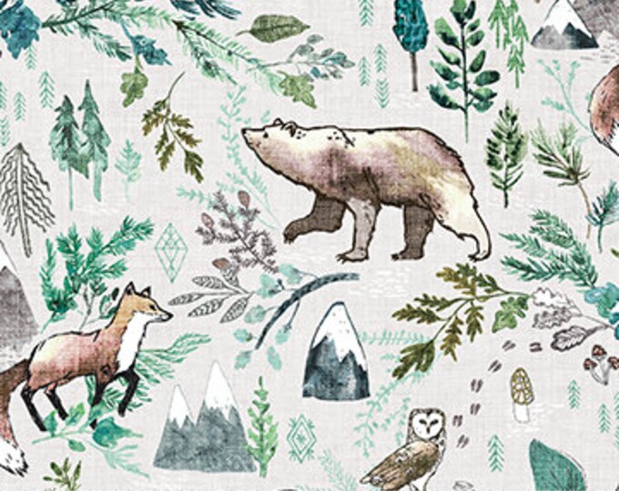 Woodland Animals DP90346-12 Forest Fable Cotton Wildlife Cotton Bear ...