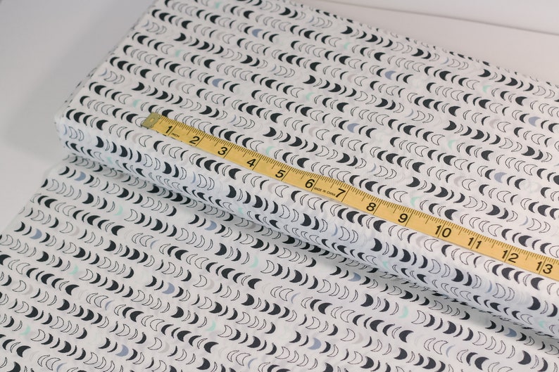 Lunar Stamps Moon fabric Fabric by the yard crescent moon | Etsy