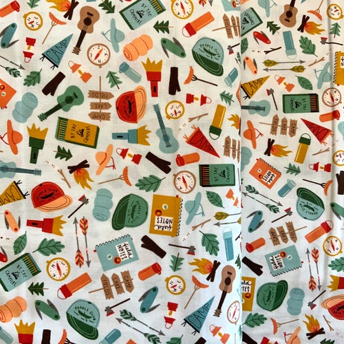 Campfire Fabric Camping Crew Pebble Fire Cotton and Steel RJR - Etsy