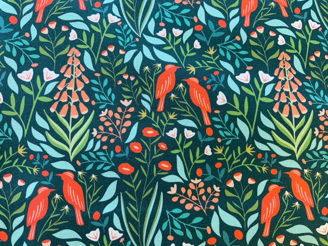 PH0180 Secret Bloom Garden Party Phoebe Fabrics, Green Jungle Bird - Etsy