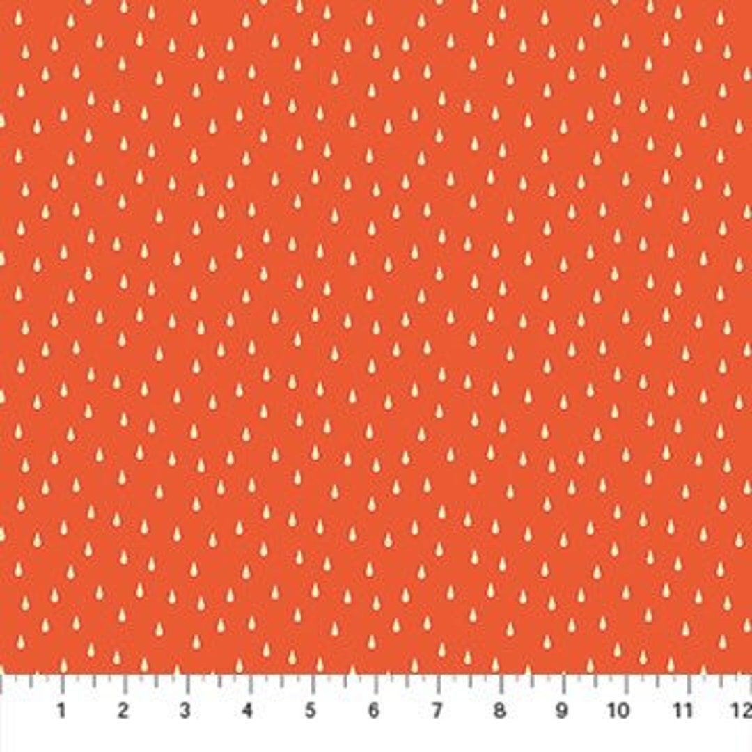 Orange Raindrop Cotton Fabric: Simple Pleasures, Tomato Red (by the ...