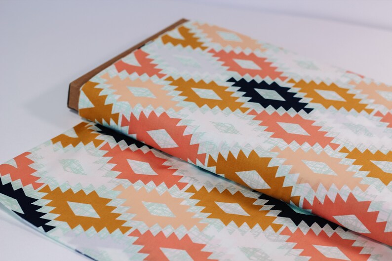 Agave Field Arizona Fabric Gold Navy Mint Coral and Rose - Etsy