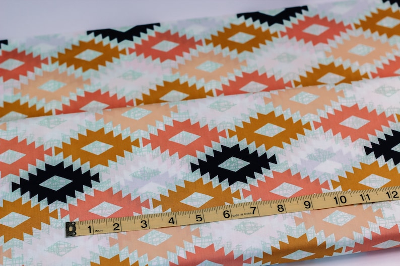 Agave Field Arizona Fabric Gold Navy Mint Coral and Rose - Etsy