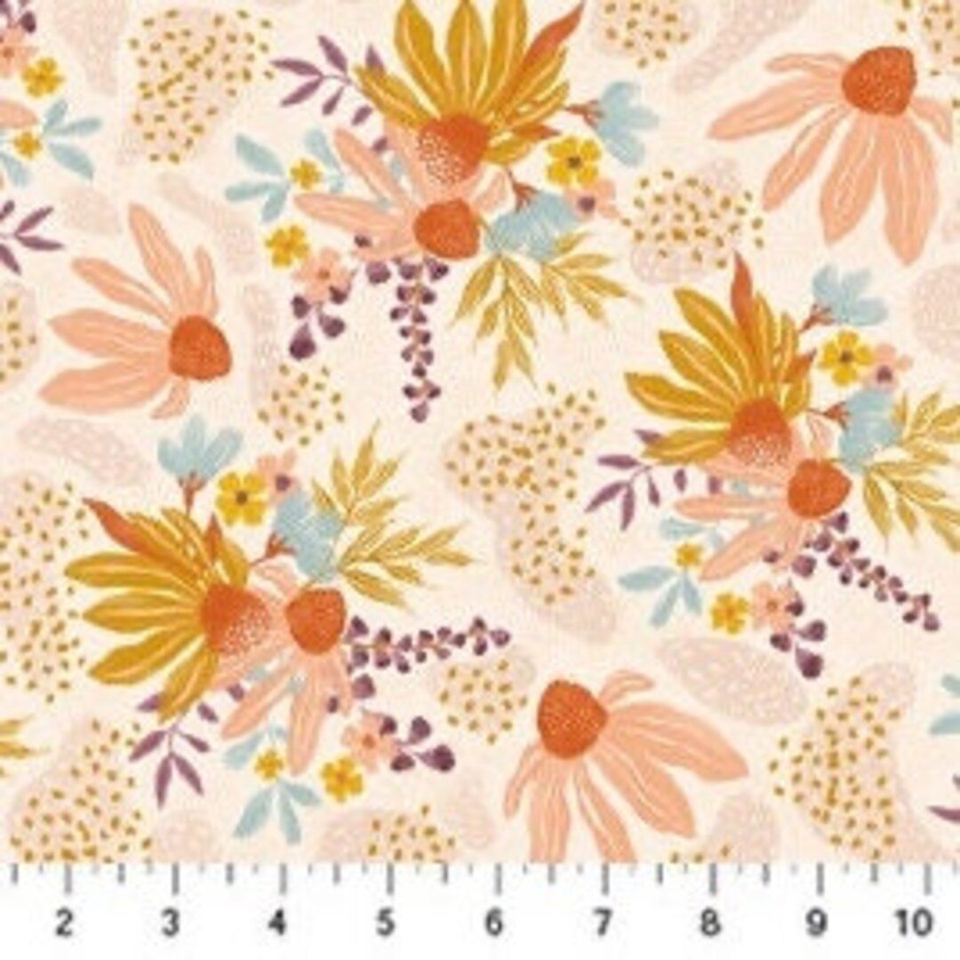 Fall Floral Daisies Fabric: Thicket and Bramble Cotton Quilt Fabric - Etsy