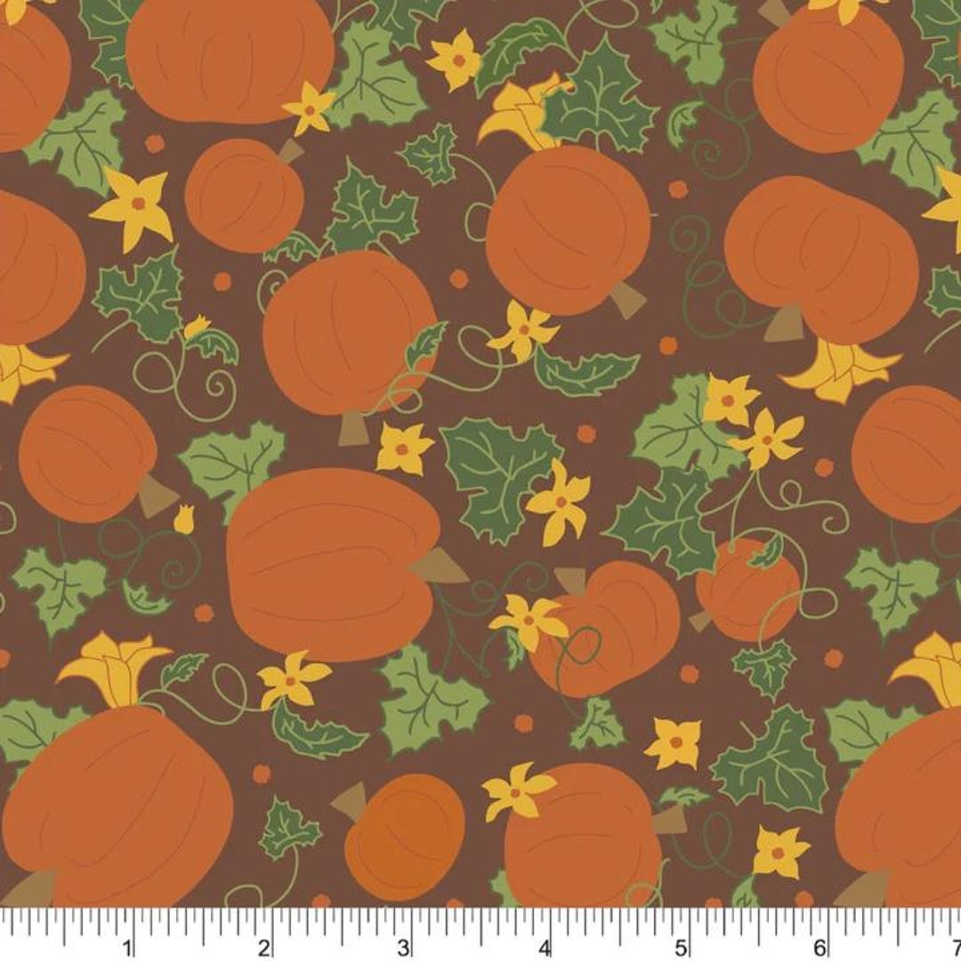 Pumpkin Patch Fabric: Halloween Fall Floral Cotton - Etsy
