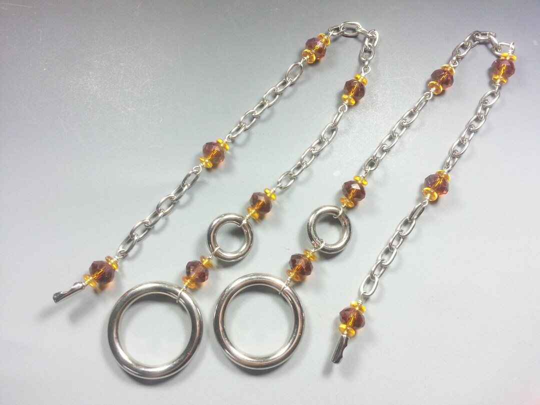 Ceiling Fan / Light Pull Chain Set With Amber Czech Glass and Crystal ...
