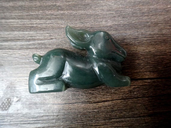 Natural Green Jade Pendant Hand-carved Rabbit Mascot DSC04564 | Etsy