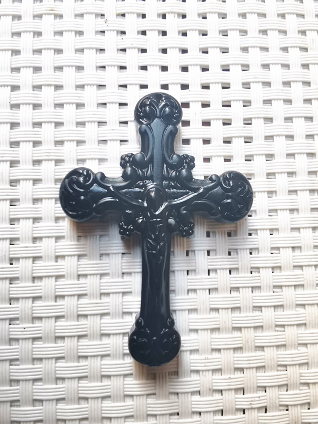 Natural Obsidian Jesus Cross Pendants Cross Patron Saint - Etsy