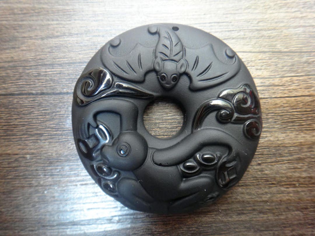 Natural Obsidian Zodiac Monkey Pendant Male and Female - Etsy