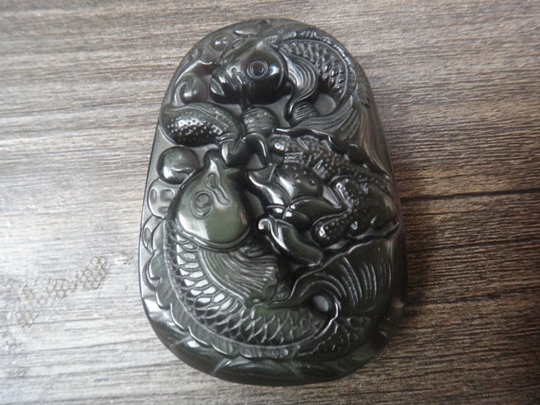 Iceland Natural Obsidian Stone Lovers Fish Charm Pendants - Etsy