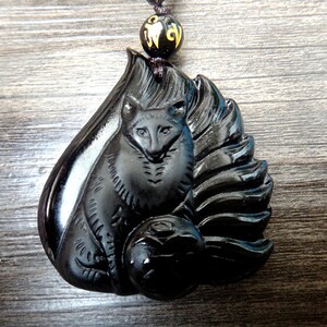 Perfect Natural Obsidian Pendant Nine Fox Mascot - Etsy