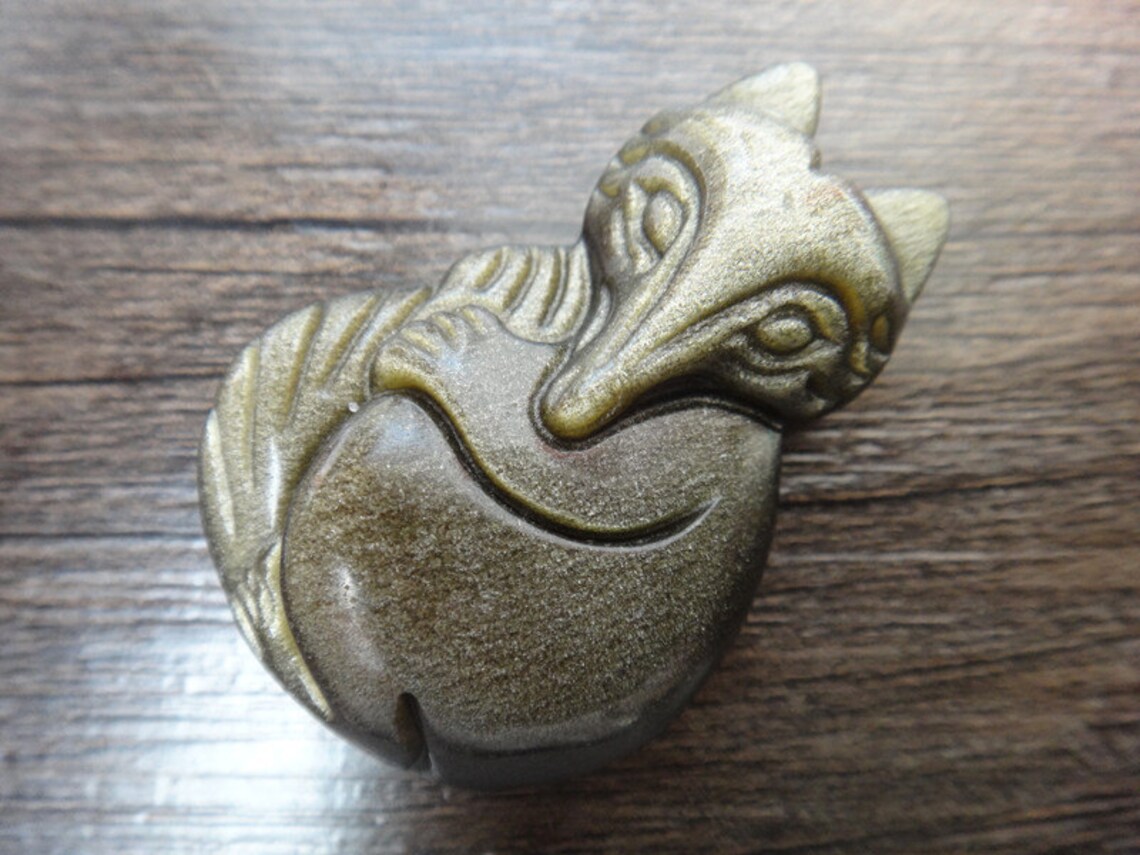 Perfect Natural Gold Obsidian Fox Mascot - Etsy
