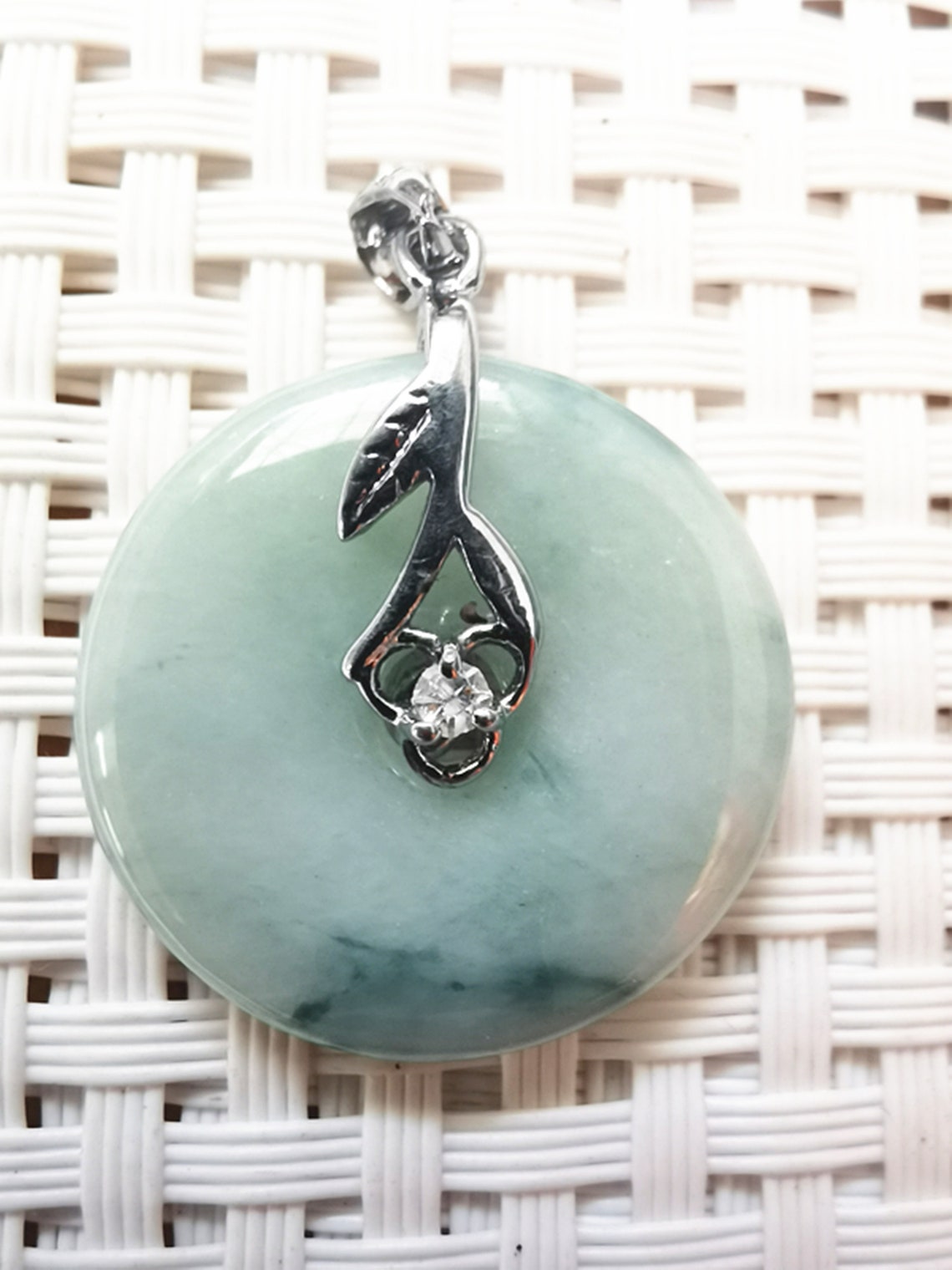 Natural shallow green jade peace buckle amulet pendant mascot | Etsy