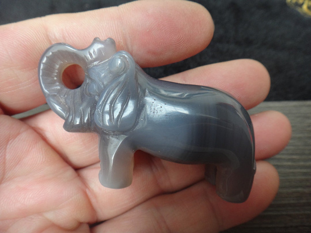 Hand-carved Natural Agate Elephant Pendant Pendant Elephant Mascot - Etsy