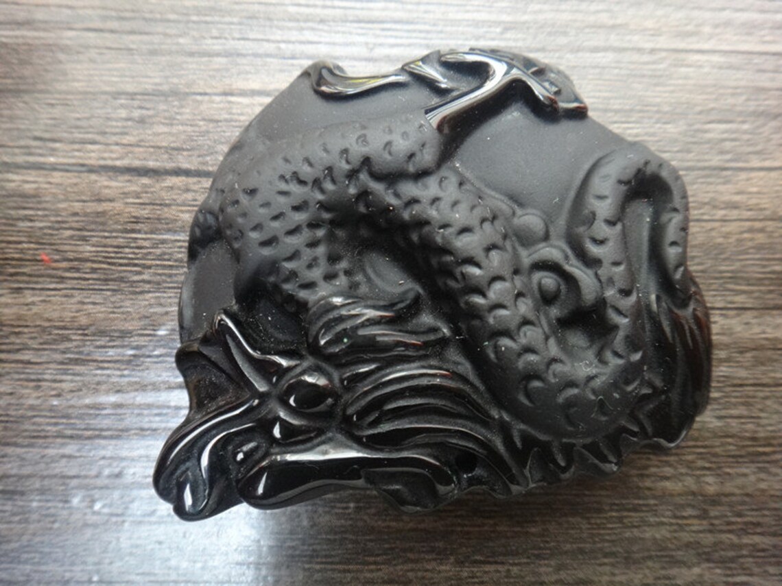 Natural Obsidian Pendant Ancient Chinese Dragon Amulet - Etsy