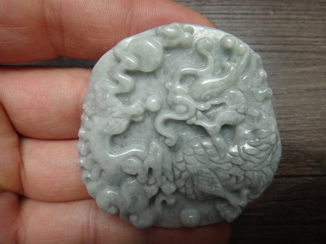 Natural Green Jade Pendant Hand-carved Dragon Mascot Talisman | Etsy