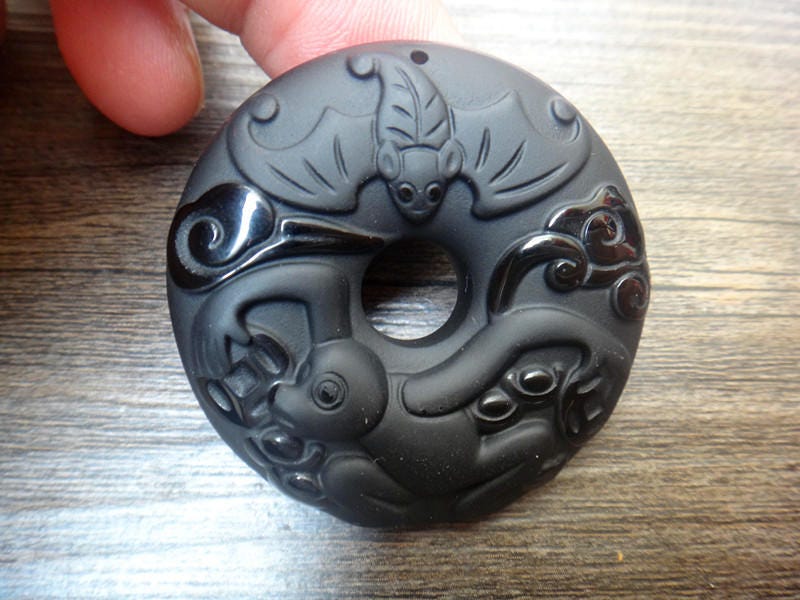 Natural Obsidian Zodiac Monkey Pendant Male and Female | Etsy