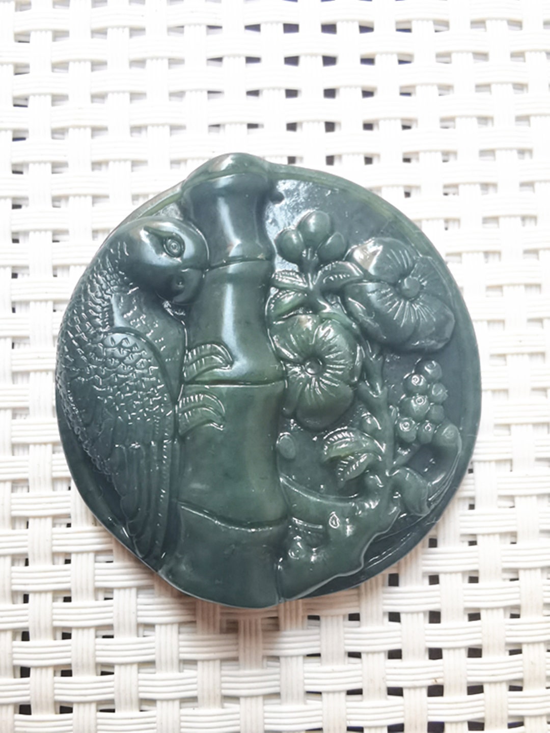 Natural Green Jade Hand-carved Parrot Pendant Mascot - Etsy
