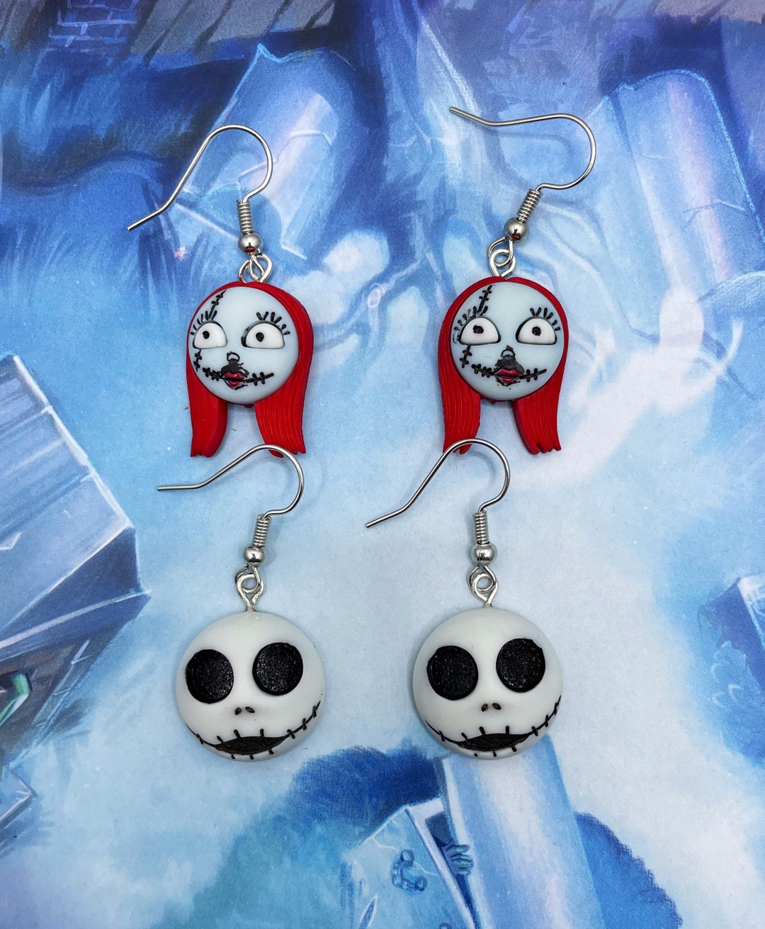 Jack and Sally Head Earrings! - Etsy