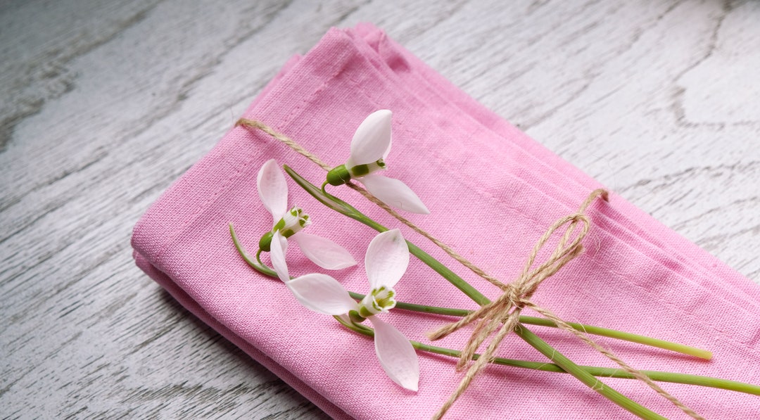 Set of 2 or 4 Pink Natural Linen Napkins. Birthday Table Linen. Wedding ...