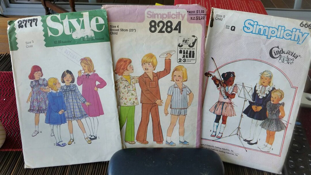 Three Childrens Girls Patterns Simplicity 8284 Size 4 6660 Size 5 and One Style 2777 Size 3 ...