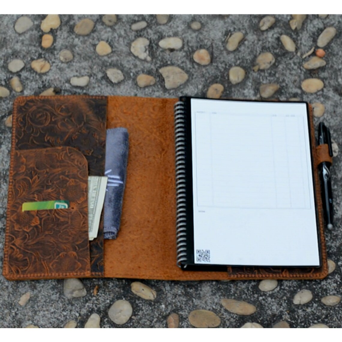 Rocketbook Cover Distressed Genuine Leather Notebook for - Etsy
