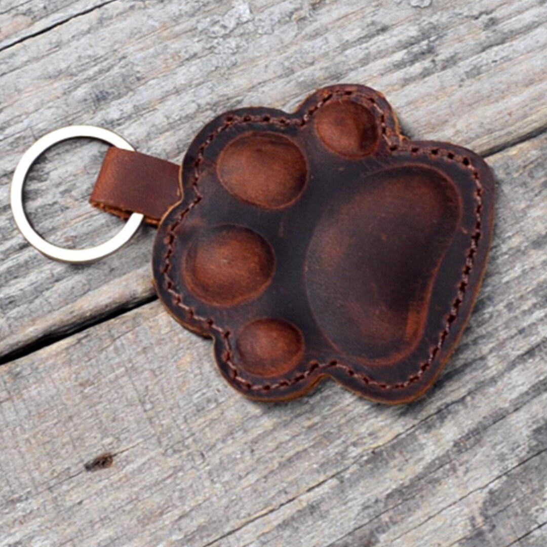 Dog Paw Leather Key Chain Gift Women Men Key Ring Holder Leather Belt ...