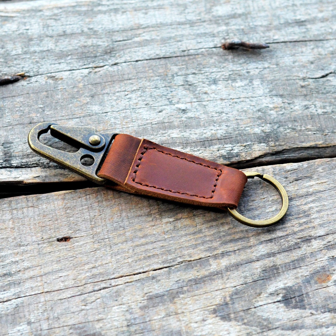Personalized Leather Keychain, Leather Clip Keychain, Edc Keychain ...