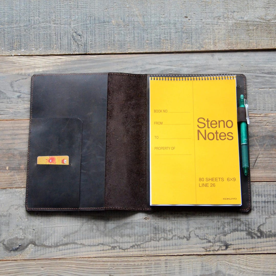 Personalized Leather Notebook Notepad Cover for Tops Steno Pad 6"x9 ...