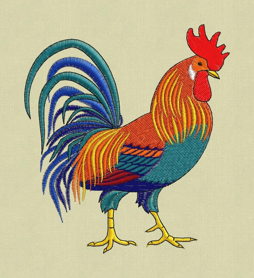 diseño de bordado gallo gallo pollo 4 x 4 5 x 7 pes jef hus | Etsy