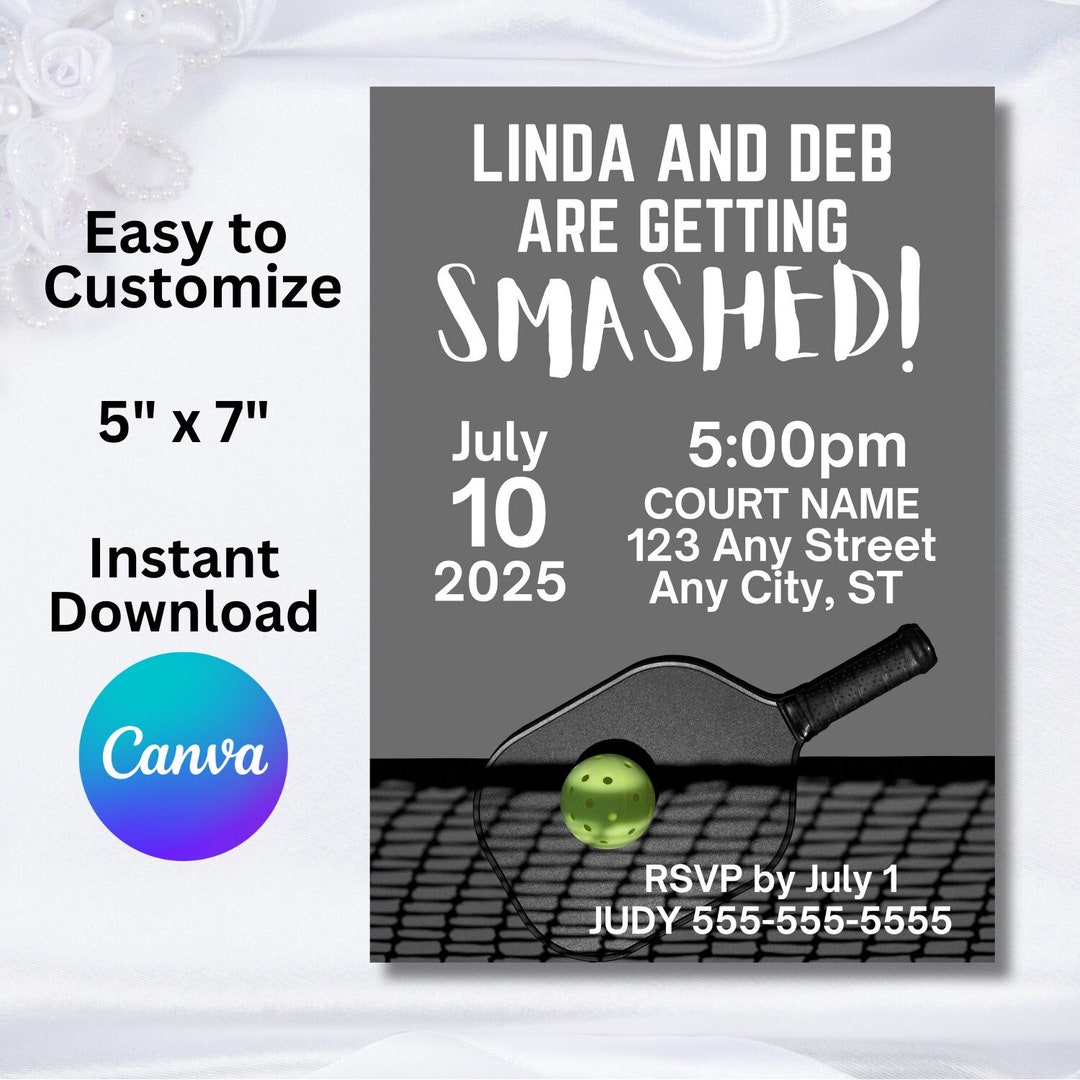 PICKLEBALL Wedding Invitation, Save the Date, Instant Download, Easy to ...