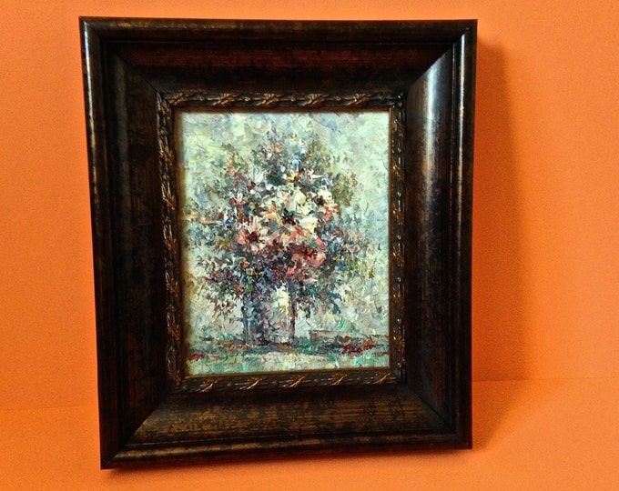 ORIGINAL OIL PAINTING - Impressionist Flower Bouquet - Signed by E ...