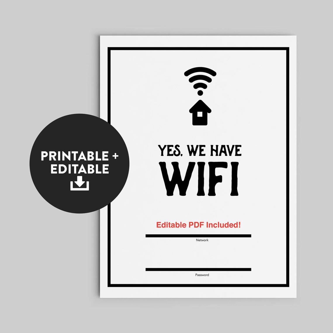 Wifi Password Printable, Guest Room Sign, Customized, Editable, Wifi ...