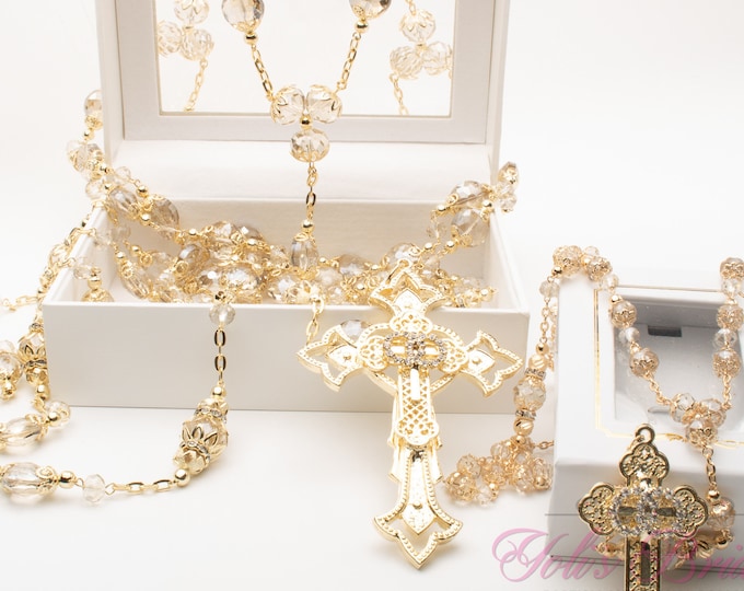 FAST SHIPPING!! Beautiful Wedding Lasso and Matching Rosary in Gold ...