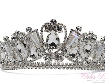 FAST SHIPPING!! Rose Gold Round Crown With Clear Stones, Circular, Full ...