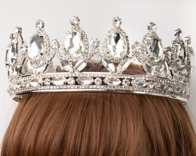 FAST SHIPPING Silver Round Crown With Lilac Stones and Scepter ...