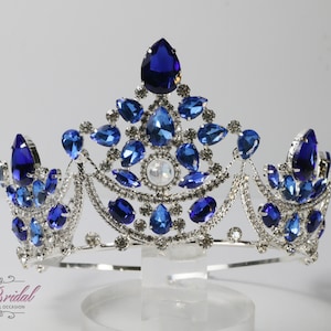 FAST SHIPPING! Silver With Royal Blue Stones Tiara, Gorgeous Silver ...