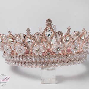FAST SHIPPING Rose Gold Round Crown With Clear Stones, Circular, Full ...