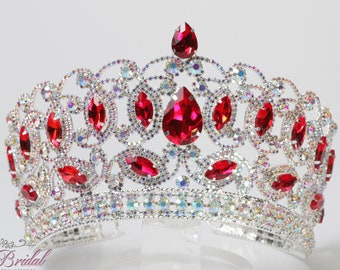 FAST SHIPPING Gold With Red Stones Crown, Gorgeous Gold Tiara, Stunning ...